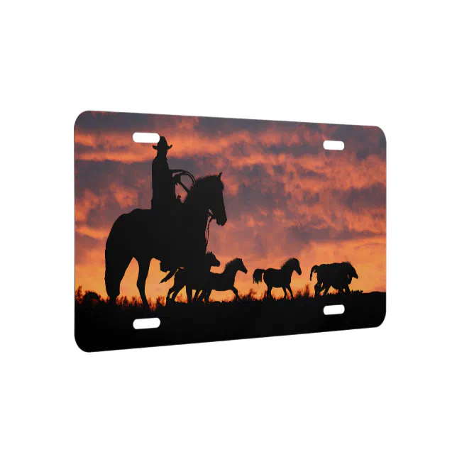 Country Western Cowboy Steer Roundup License Plate | Zazzle