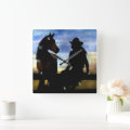 Country Western Cowgirl and Horse Square Wall Clock | Zazzle