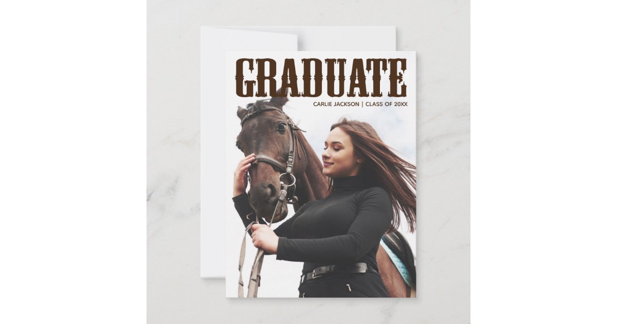 Country Western Graduate Photo Cowgirl Graduation Announcement | Zazzle