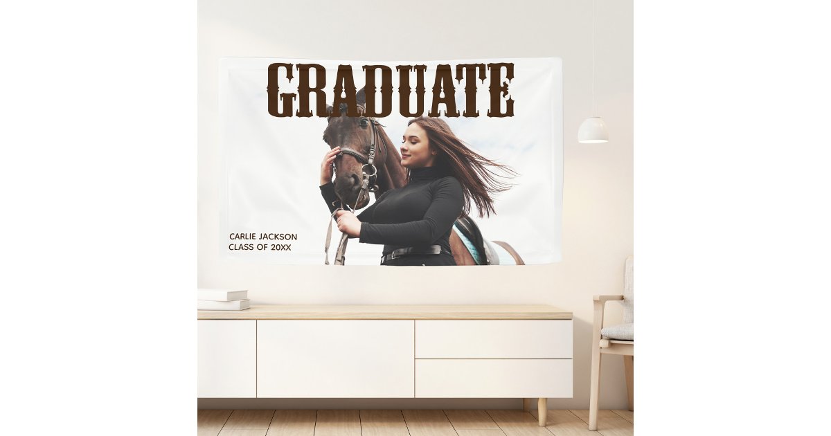 Country Western Graduate Photo Graduation Party Banner | Zazzle