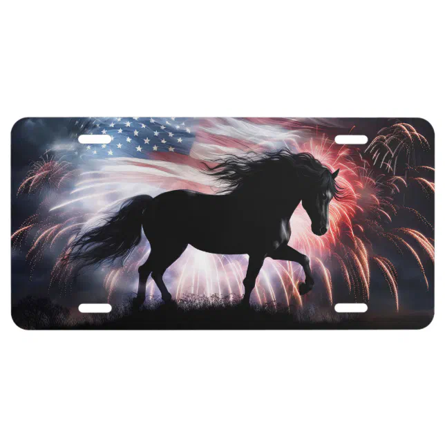 Country Western Horse American Flag License Plate | Zazzle