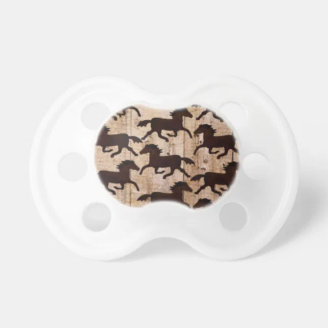 Country Western Horses on Barn Wood Cowboy Gifts Pacifier | Zazzle