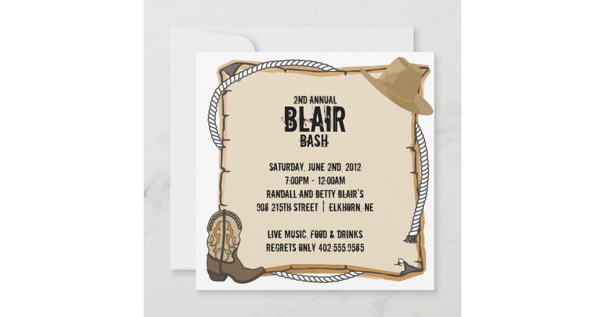 Country Western Party Invite | Zazzle