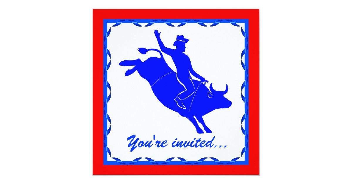 Country Western Party with Rodeo Bull Rider Invitation | Zazzle.com