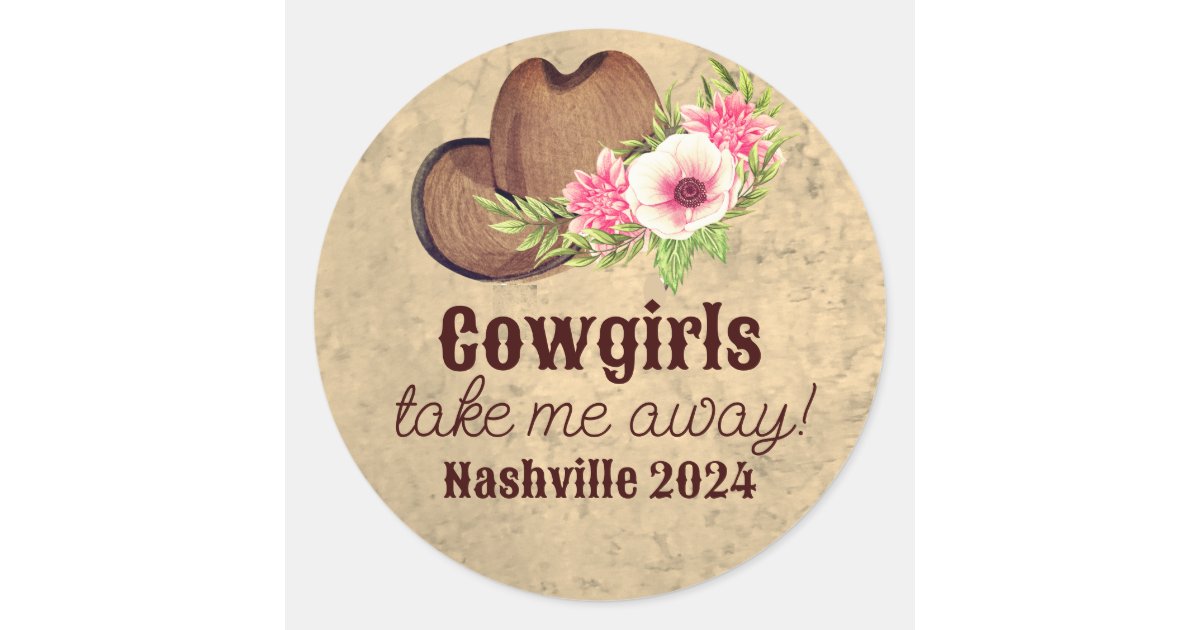 Country western pink floral Cowgirl Classic Round Sticker | Zazzle