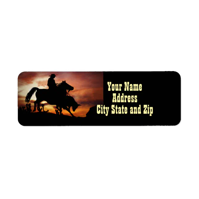 Country Western Rodeo Cowboy Return Address Label | Zazzle