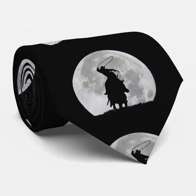Country Western Roping Cowboy and Moon Neck Tie | Zazzle