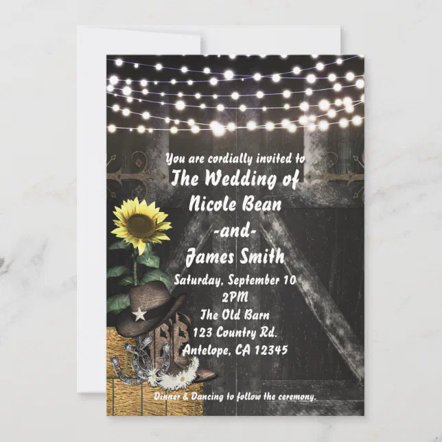 Country Western Rustic Barn Wedding Invitations | Zazzle