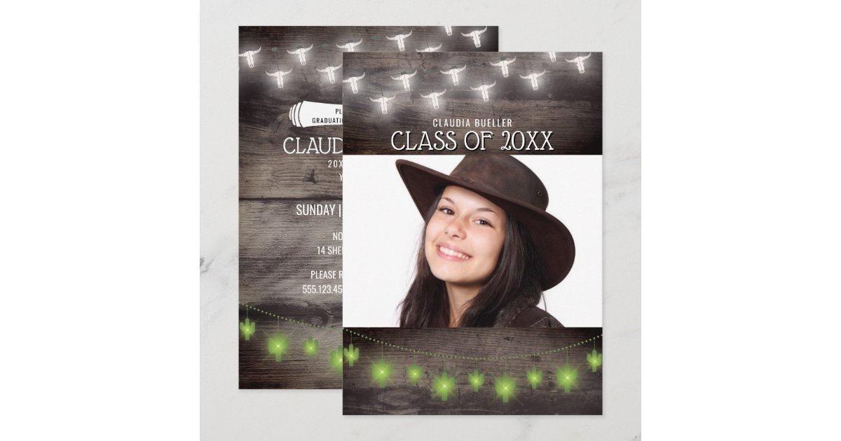 Country Western Southwest Photo Graduation Party Invitation | Zazzle