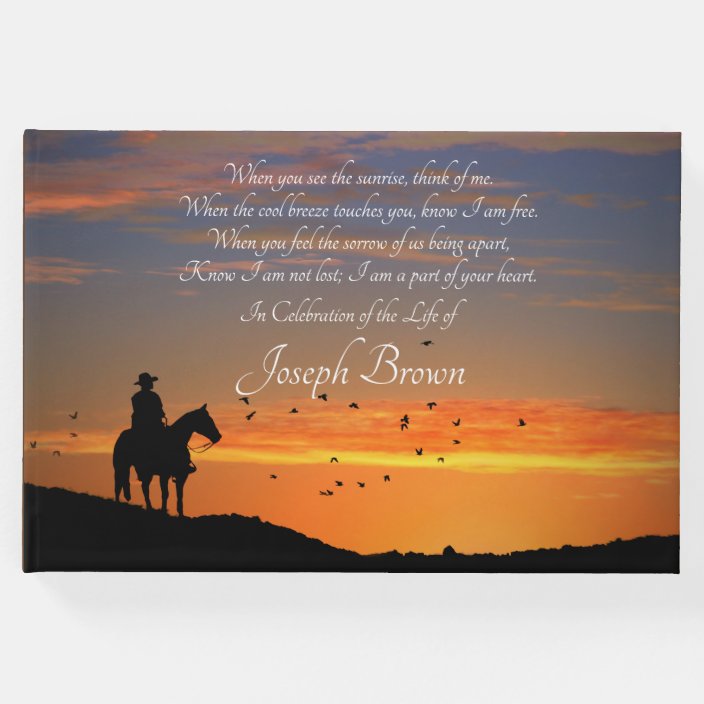 Country Western Spiritual Poem Celebration of Life Guest Book | Zazzle.com