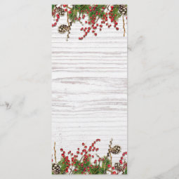 Country Winter Holiday Berries & Pine Cone Menu | Zazzle