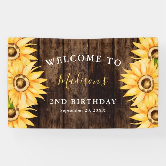 Country Yellow Sunflower Birthday Party Welcome Banner | Zazzle.com