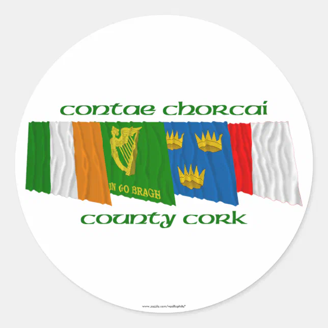 County Cork Flags Classic Round Sticker | Zazzle