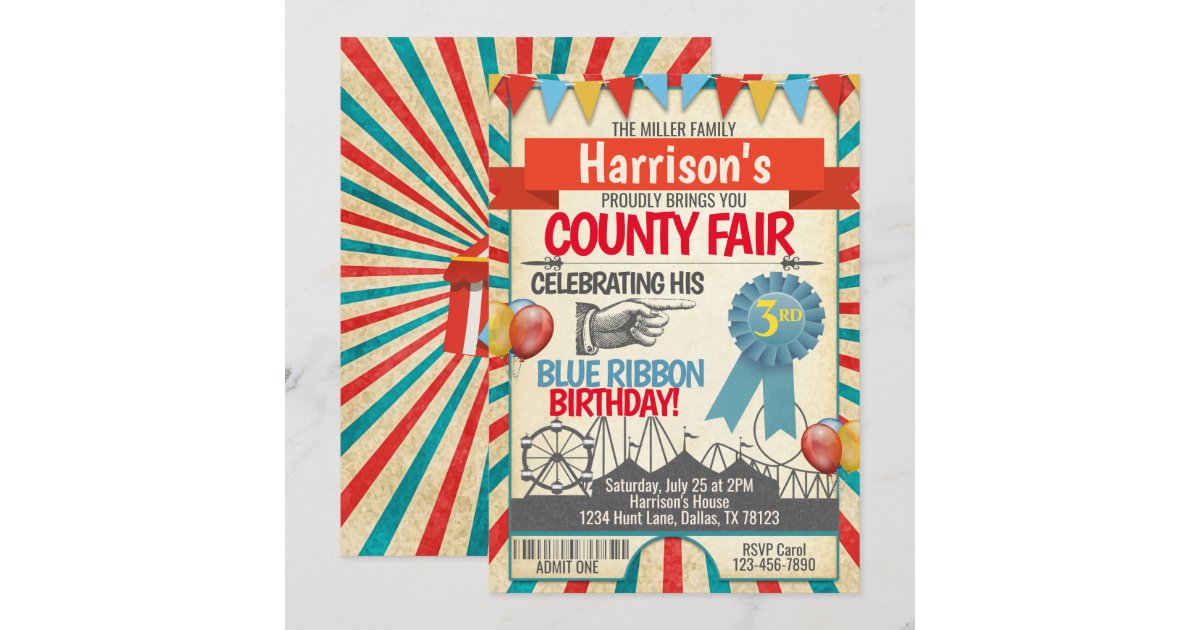 County Fair Birthday Party Invitation | Zazzle