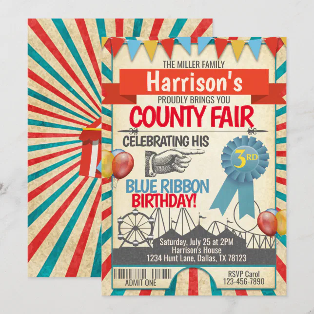 County Fair Birthday Party Invitation | Zazzle