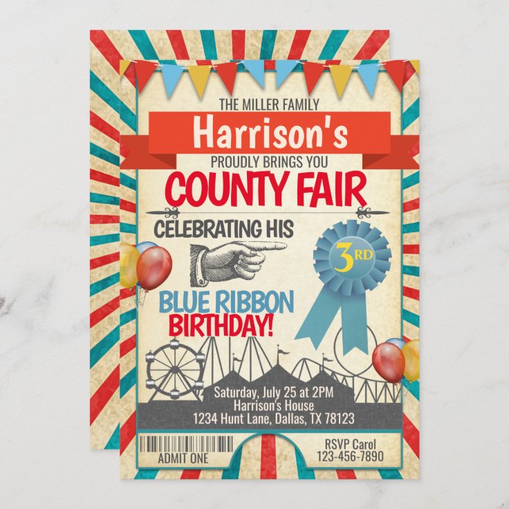 County Fair Birthday Party Invitation | Zazzle