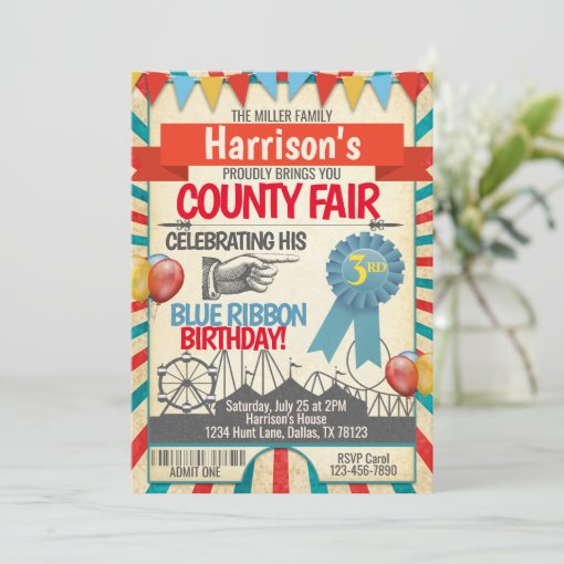 County Fair Birthday Party Invitation | Zazzle