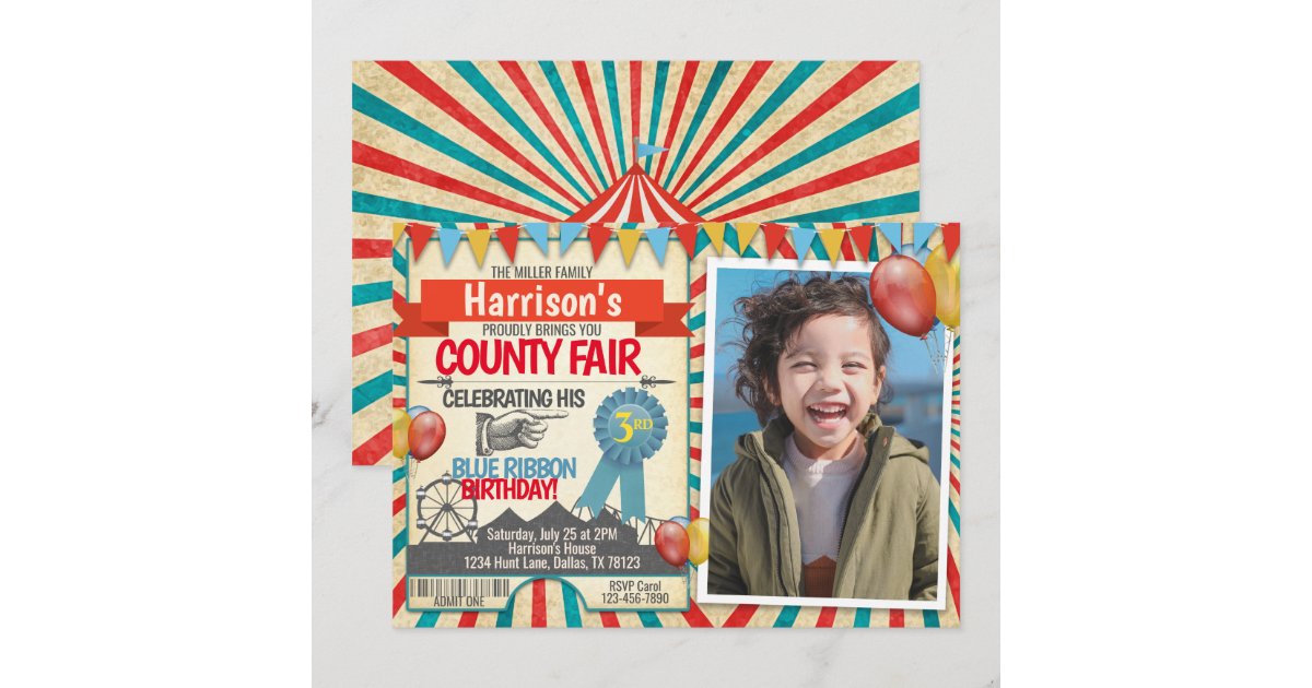County Fair Birthday Party Invitation Invite | Zazzle