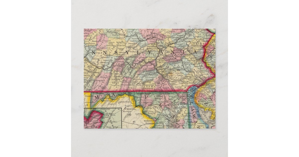 County Map Of Pennsylvania, New Jersey Postcard | Zazzle