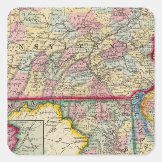 County Map Of Pennsylvania, New Jersey Square Sticker | Zazzle.com