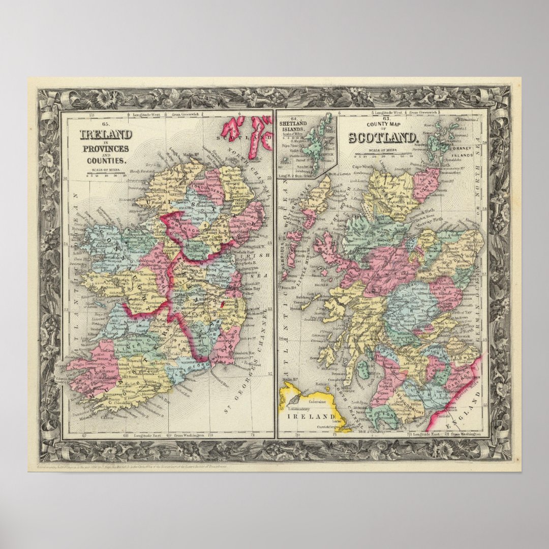 County Map Of Scotland Poster | Zazzle
