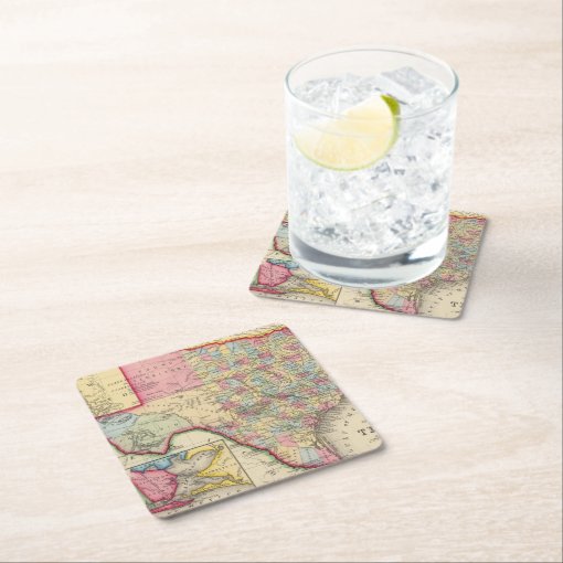 County Map Of Texas Square Paper Coaster | Zazzle