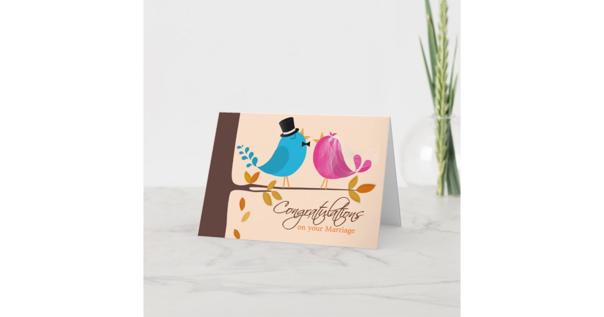 Couple Birds On Branch | Fall Congratulation Card | Zazzle