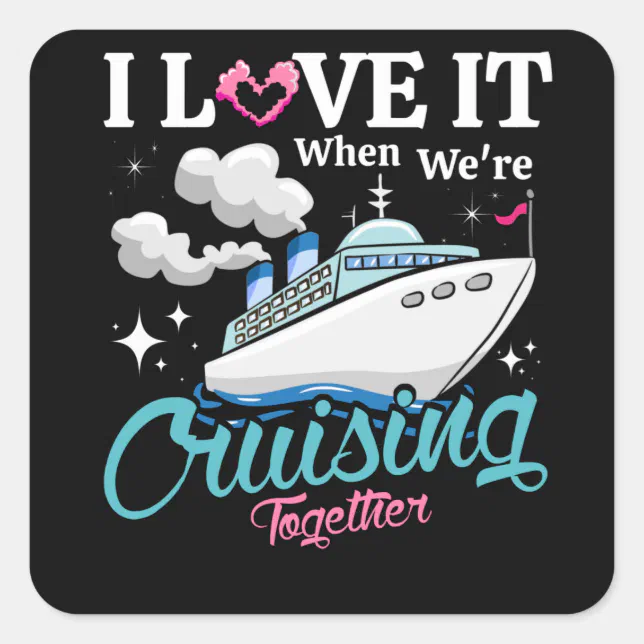 Couple Cruising Together Vacation Cruise Ship Square Sticker | Zazzle