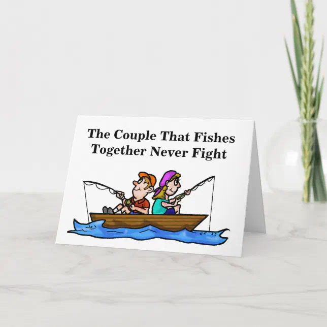 Couple Fishing in Boat Anniversary Card | Zazzle
