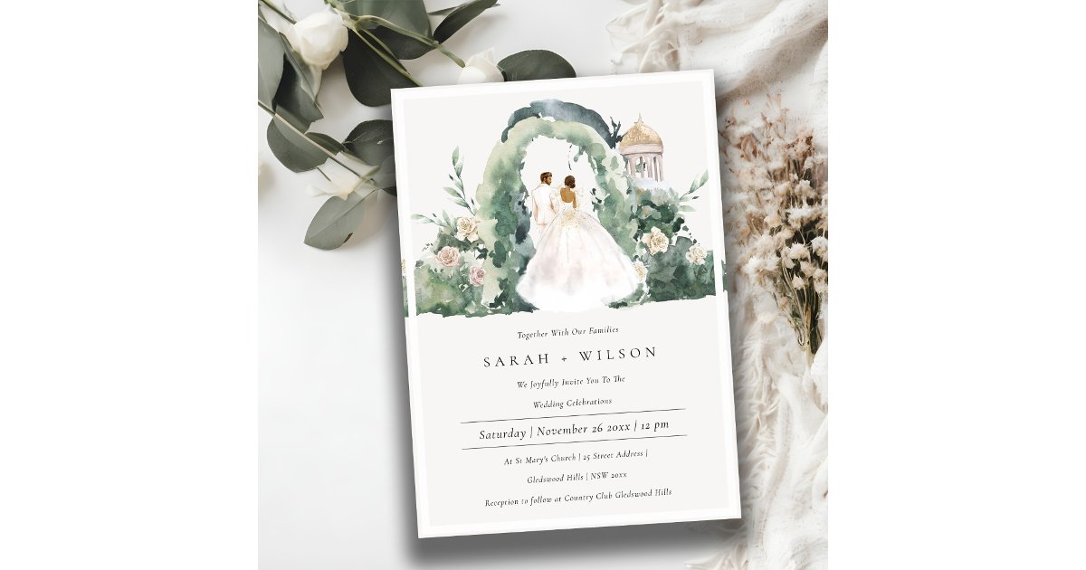 Couple Floral Garden Arch Botanical Wedding Invite | Zazzle