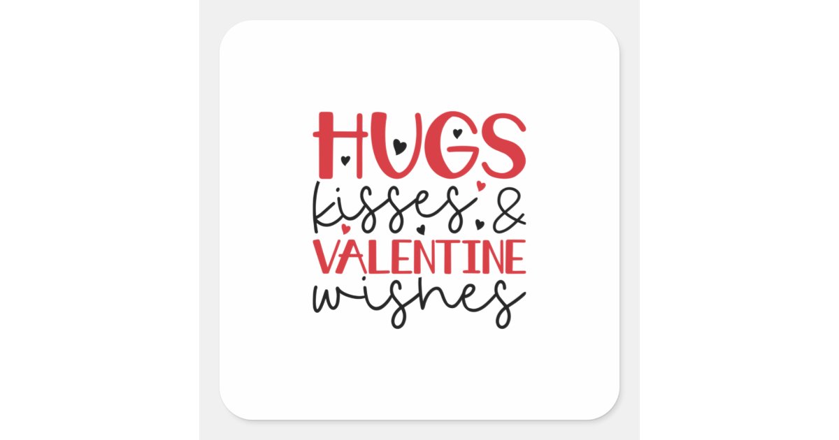 Couple Gift Hugs Kisses Wishes Square Sticker | Zazzle