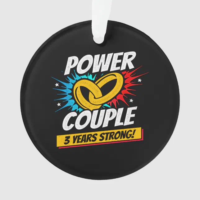 Couple Married 3 Years - 3rd Wedding Anniversary Ornament | Zazzle