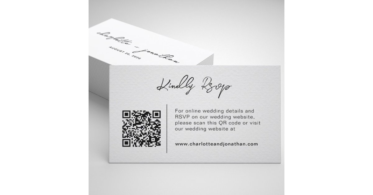 Couple Name QR Code Wedding RSVP Enclosure Card | Zazzle