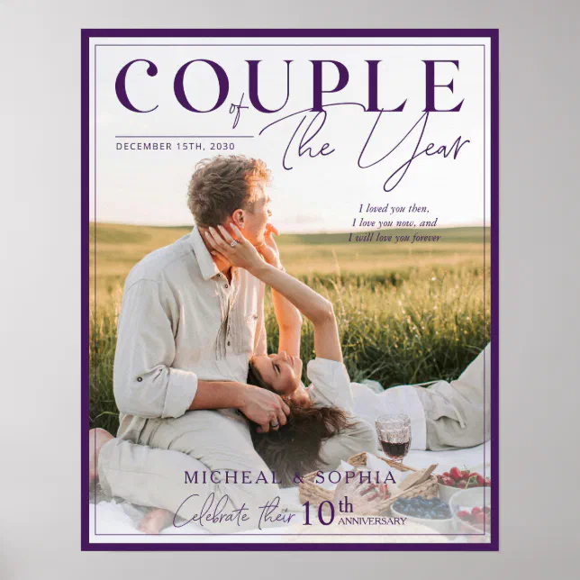 Couple of the Year Violet Edge Photo Cover Poster | Zazzle