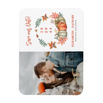 Couple Photo Autumn Fall Wedding Save the Date Magnet | Zazzle