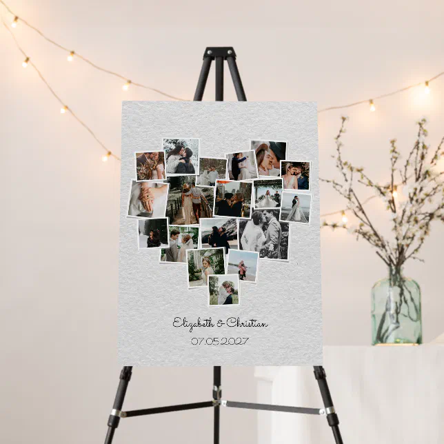 Couple Photo Collage Romantic Heart Shape Wedding Foam Board | Zazzle