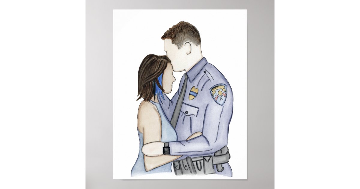Couple Portrait Print- Police Officer and Wife Poster | Zazzle