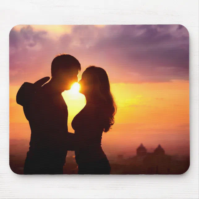 Couple Silhouette At Sunset Mouse Pad | Zazzle
