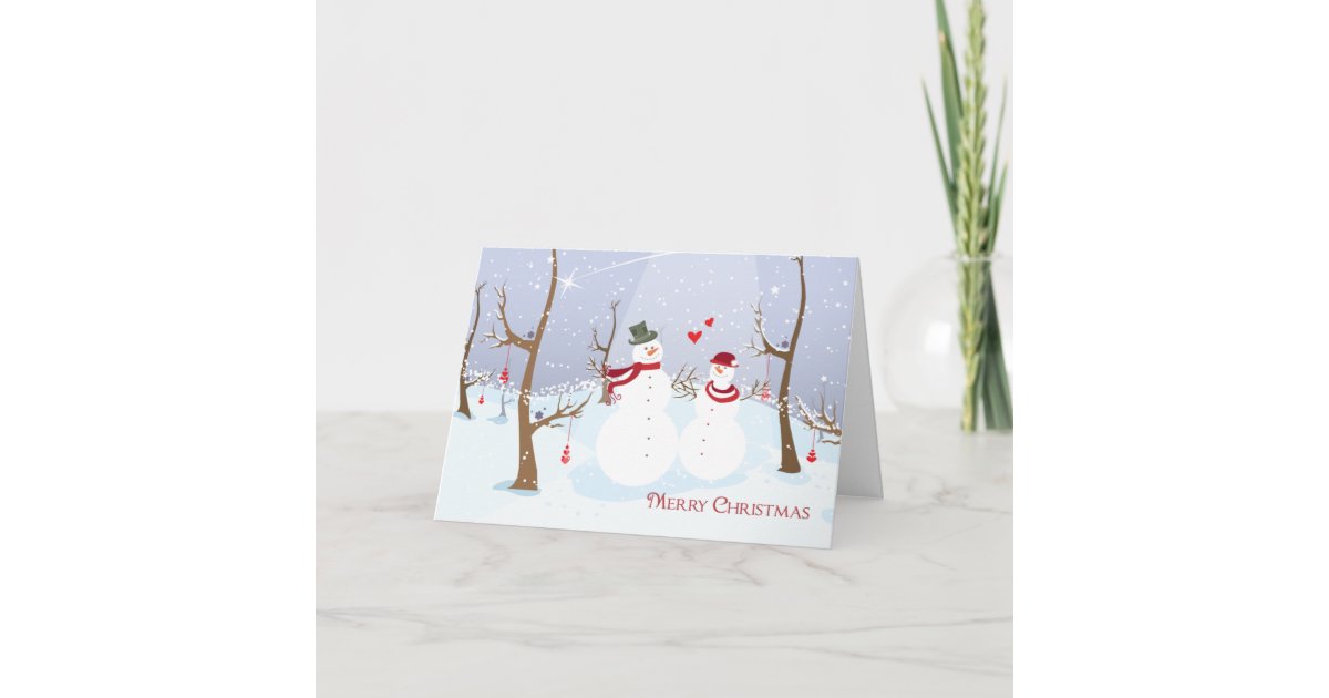 Couple Snowman Christmas Card | Zazzle