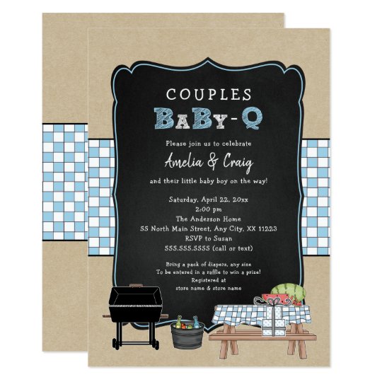 Couples Baby Q, boy BBQ baby shower Invitation | Zazzle.com