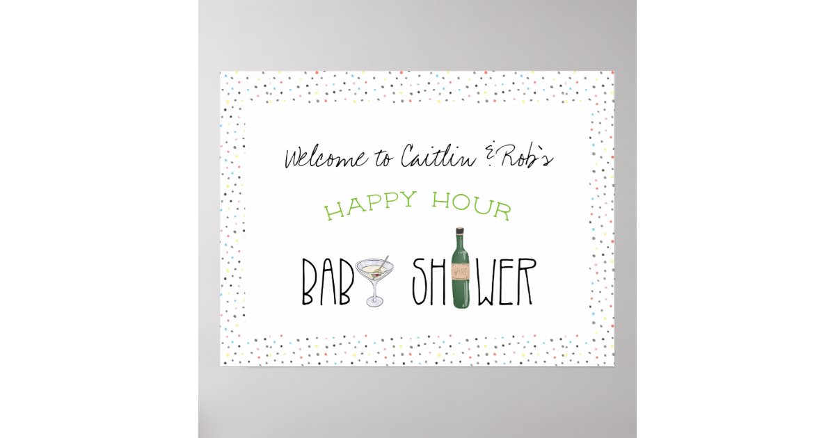 Couples Baby Shower | Happy Hour Welcome Poster | Zazzle