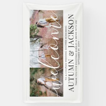 Couples Bridal Shower Elegant 3 Photo Welcome Banner | Zazzle
