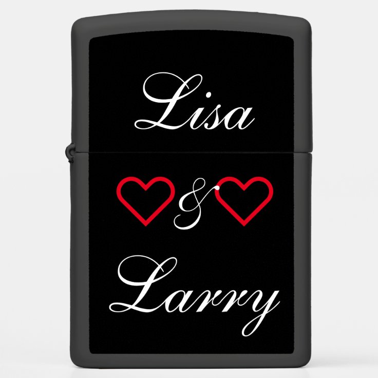 Couples Elegant Personalized Black Chrome Hearts Zippo Lighter | Zazzle