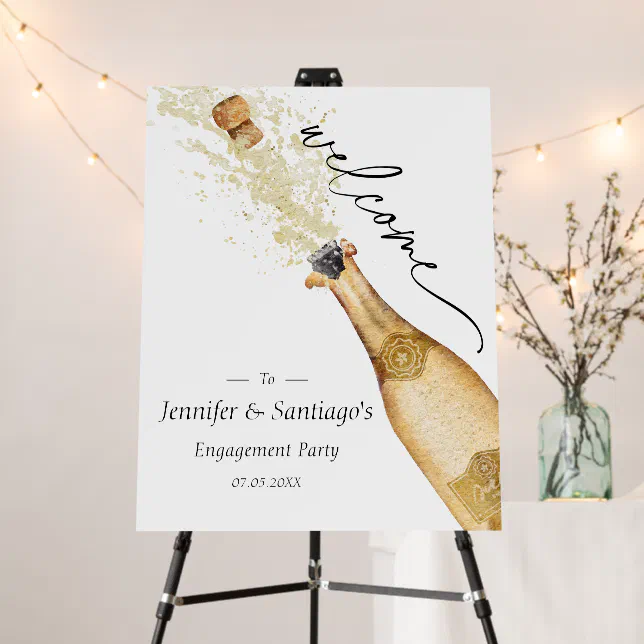 Couples Engagement Party Champagne Bottle Welcome Foam Board | Zazzle