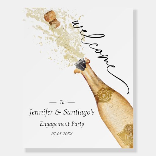 Couples Engagement Party Champagne Bottle Welcome Foam Board | Zazzle