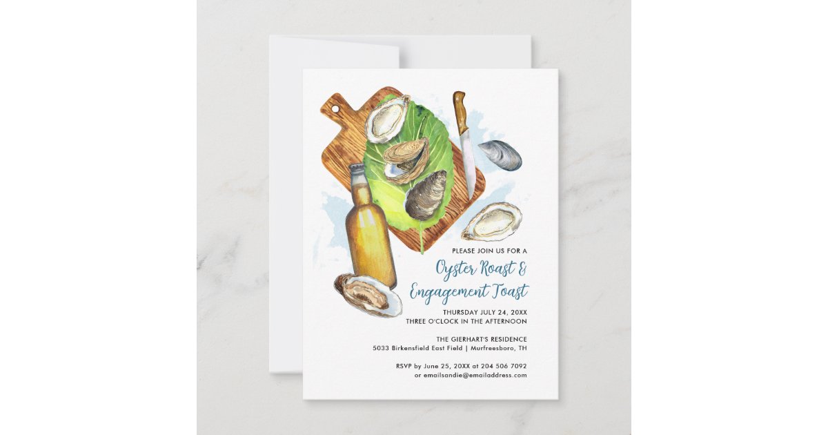 Couples Oyster Roast Engagement Toast Party Invitation | Zazzle