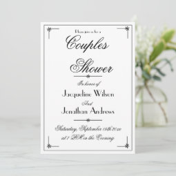Couples Shower Elegant Chic White Custom Script Invitation | Zazzle