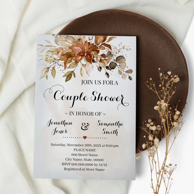 Couples Shower Fall Foliage Autumn Wedding Invitation | Zazzle