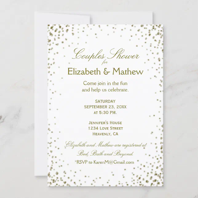 Couple's Shower | Gold Confetti Invitation | Zazzle
