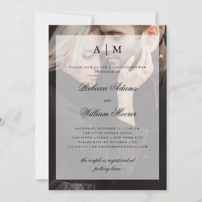 Couples Shower Photo Invitation with Overlay | Zazzle